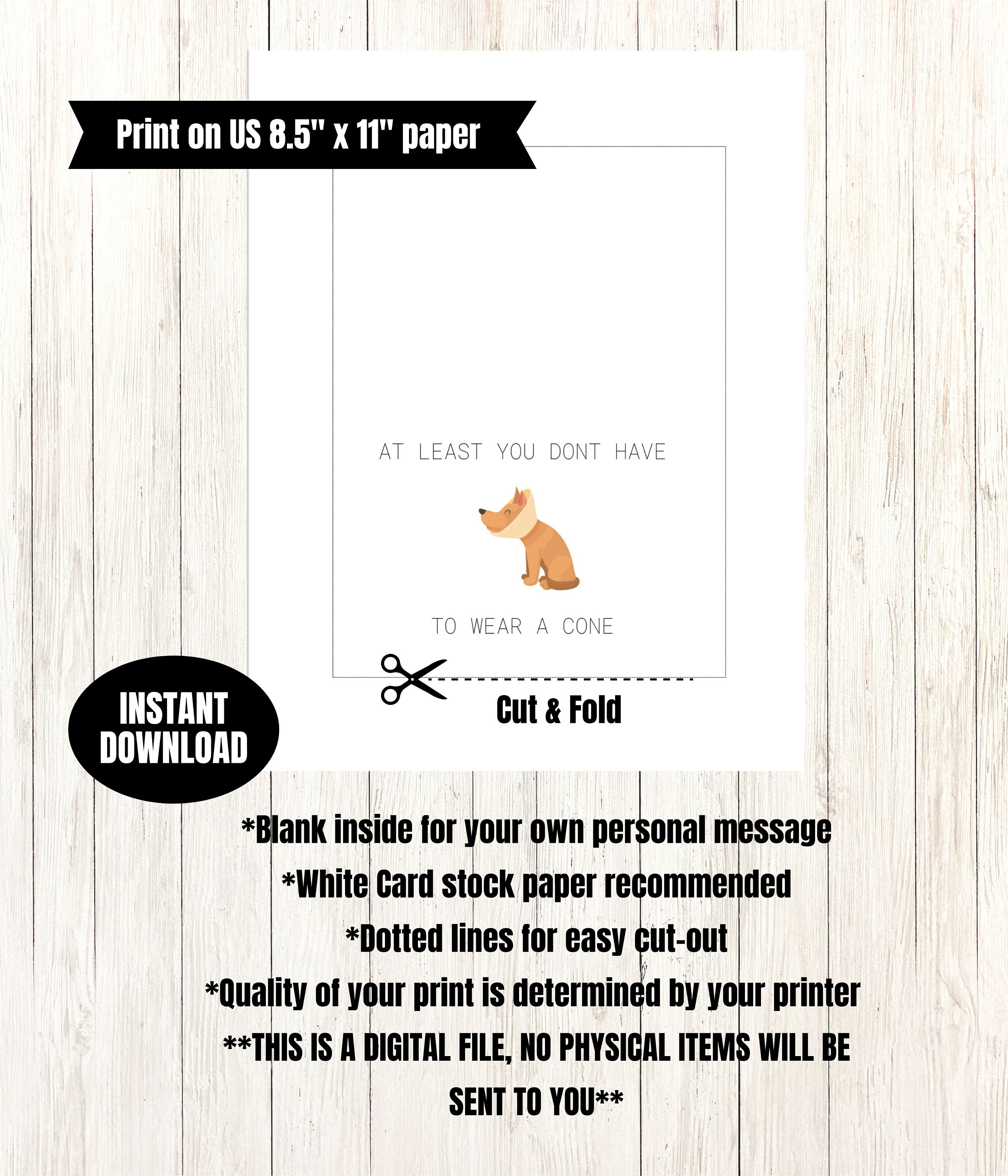 Get Well Card, Funny Dog Card, at Least You Don’t Have to Wear a Cone ...