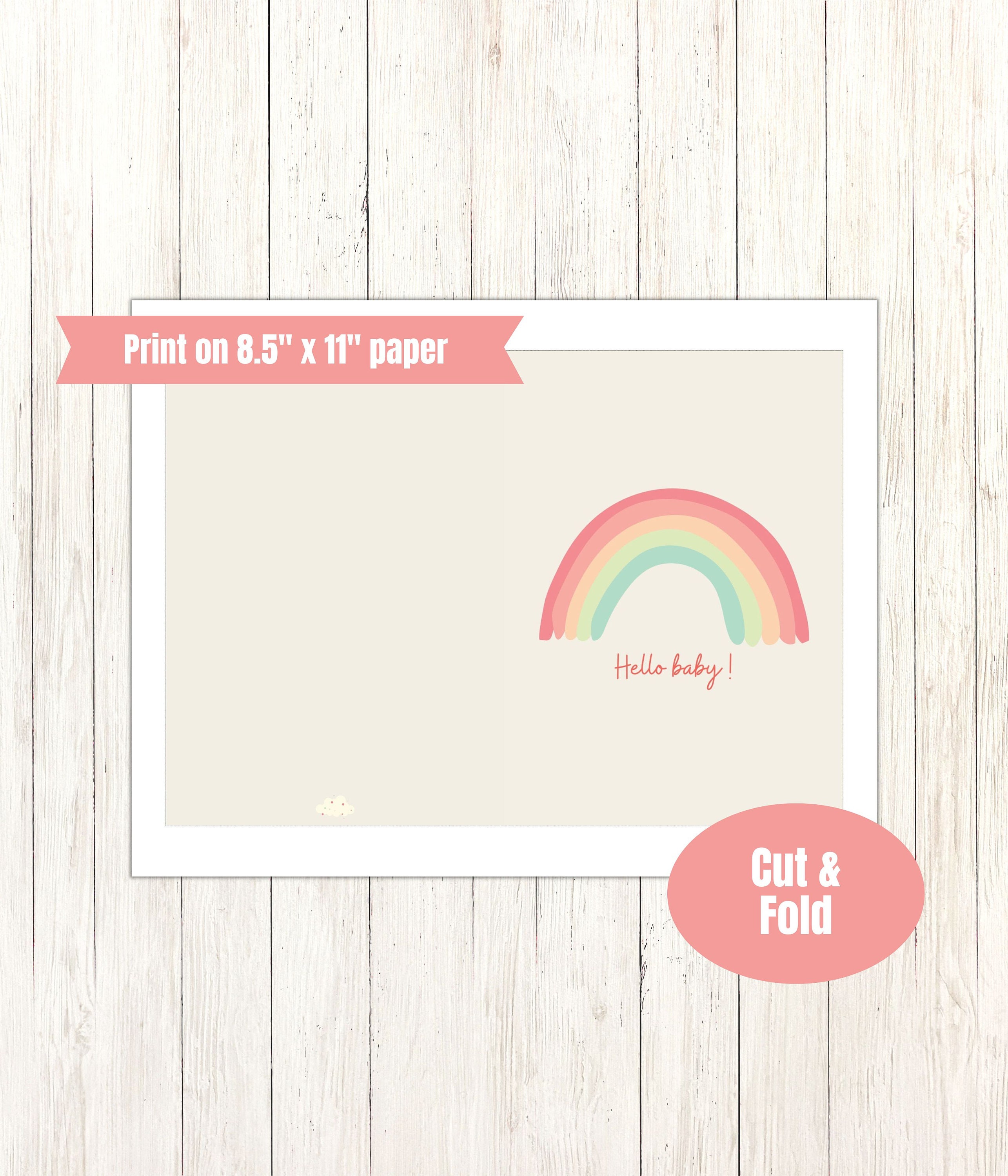 Rainbow Baby Hello Baby Printable Baby Shower New Baby Card - Etsy