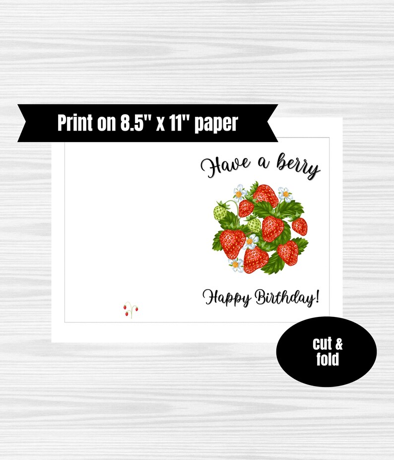 Have a Berry Happy Birthday Instant Digital Download Greeting Card - Etsy