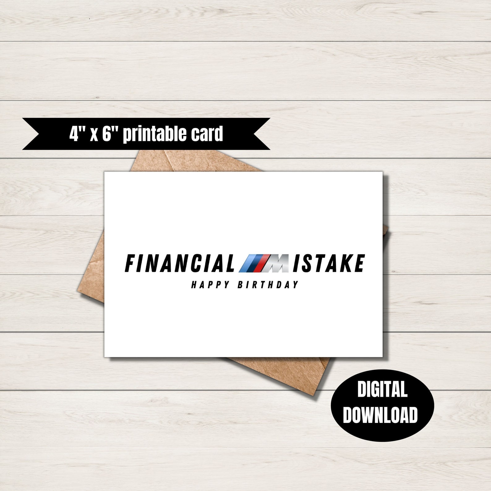 BMW Birthday Card, Printable Greeting Card, Bmw Card, Financial Mistake ...