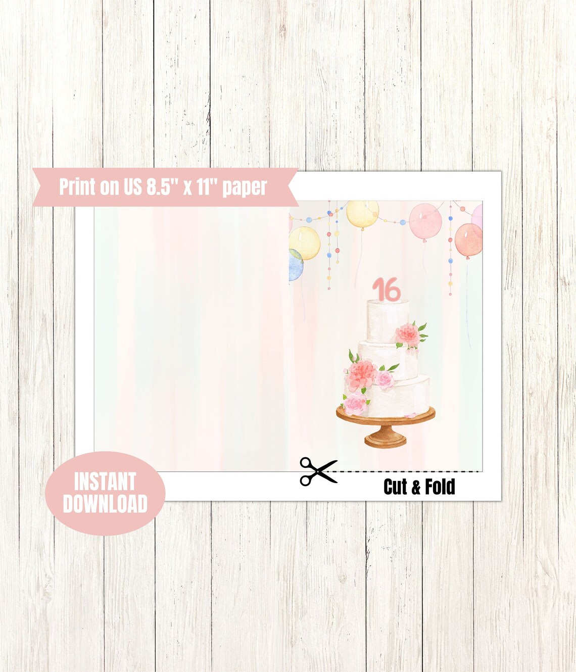16TH Birthday Printable Greeting Card Print at Home - Etsy UK