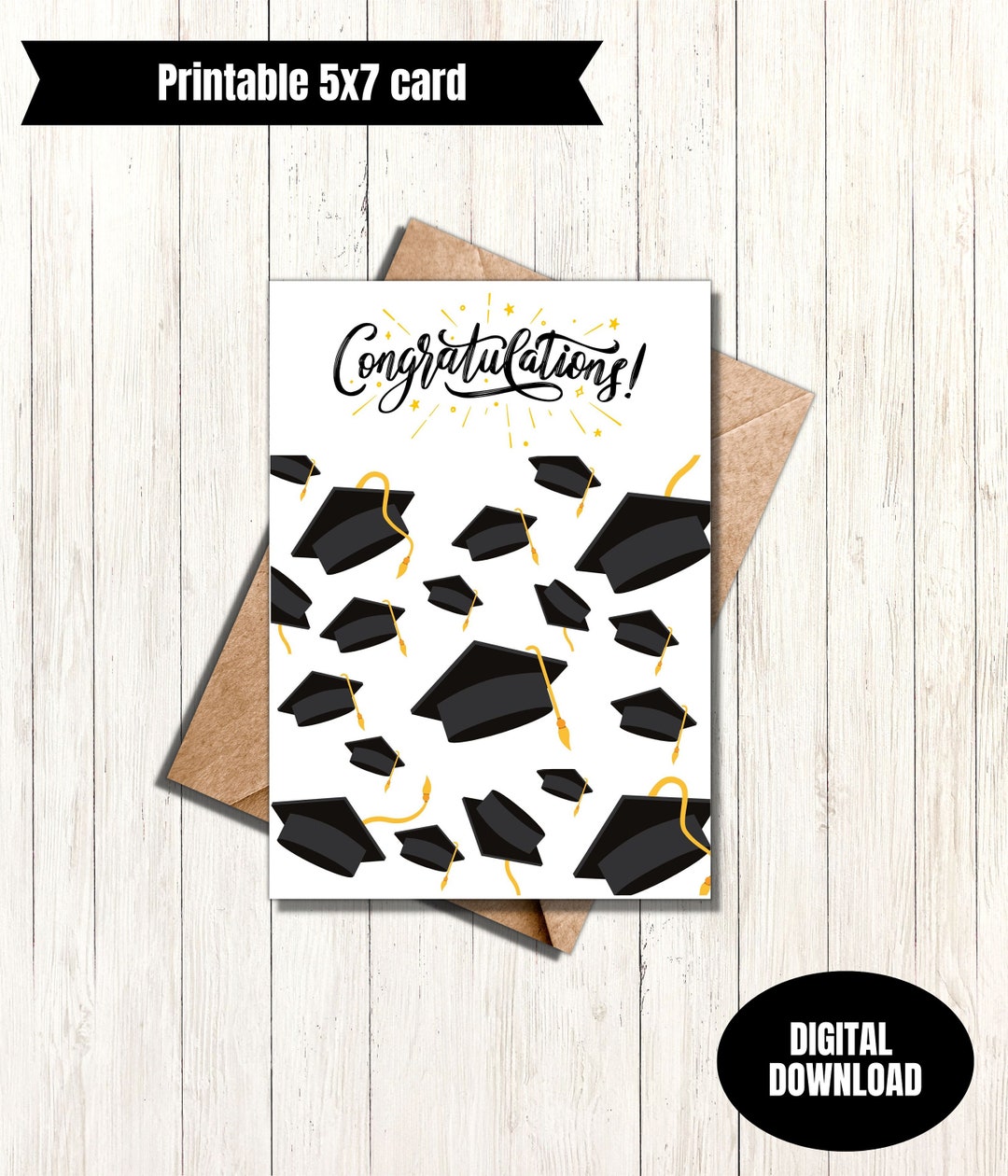 Congratulations Graduation Printable Greeting Card - Etsy