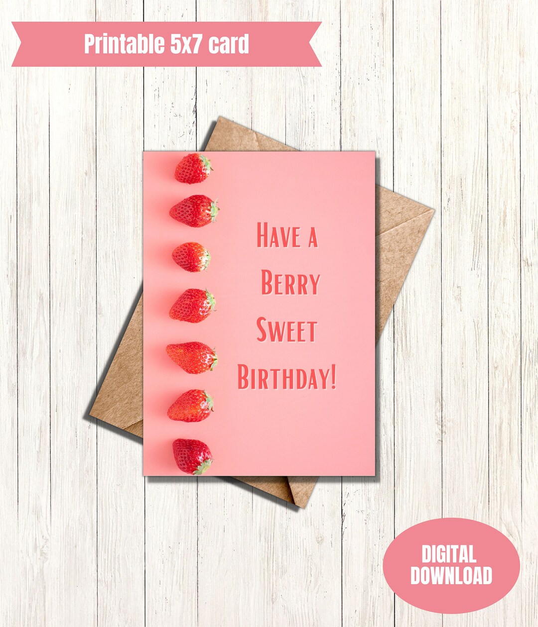 Have a Berry Sweet Birthday Printable Greeting Card - Etsy