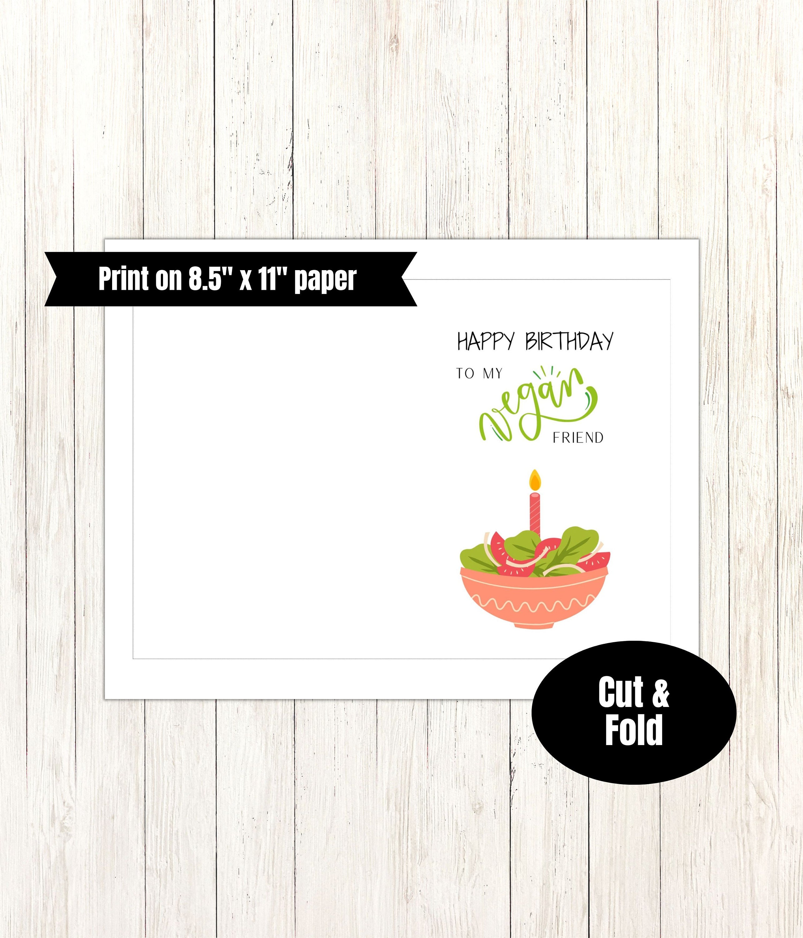 Funny Vegan Birthday Card Printable Greeting Card - Etsy