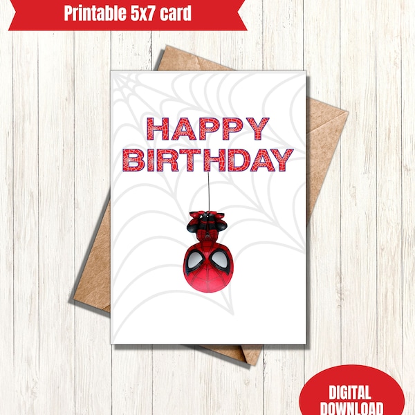 Spider Man Printable Birthday Card - Etsy