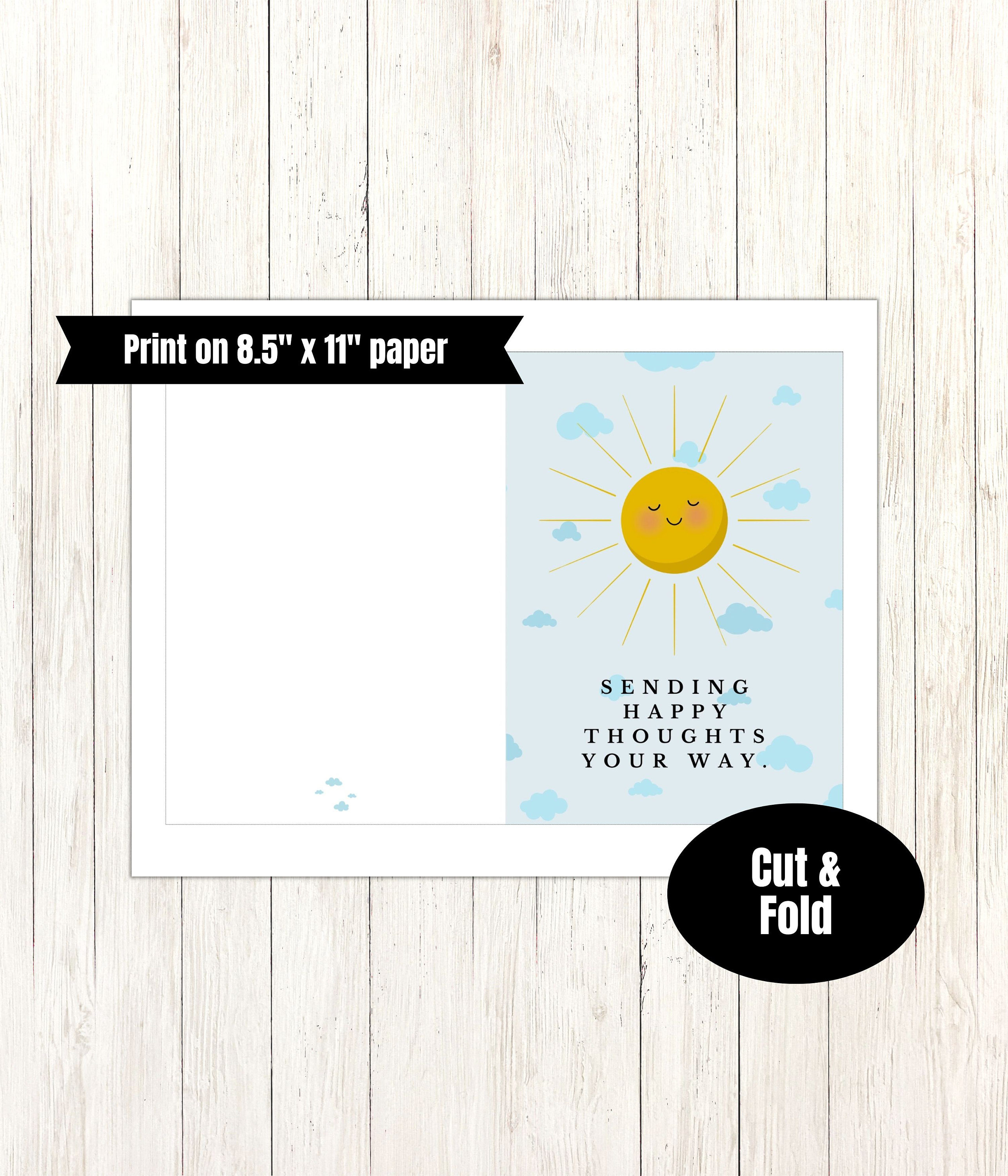 Sending Happy Thoughts Your Way Thinking of You Printable Greeting Card ...