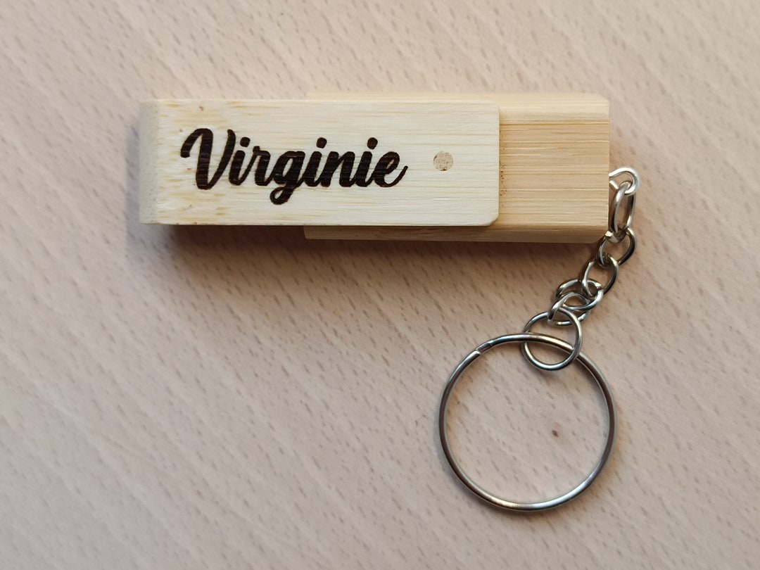 Usb-Stick-Halter Bambus graviert 16GO - Personalisiertes Geschenk ...