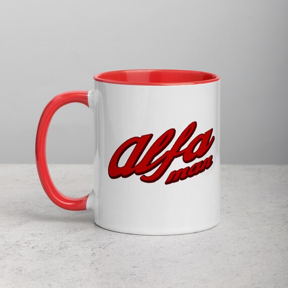 Alfa man Mug with Red Color Inside for real Alfa Romeo lovers | Etsy