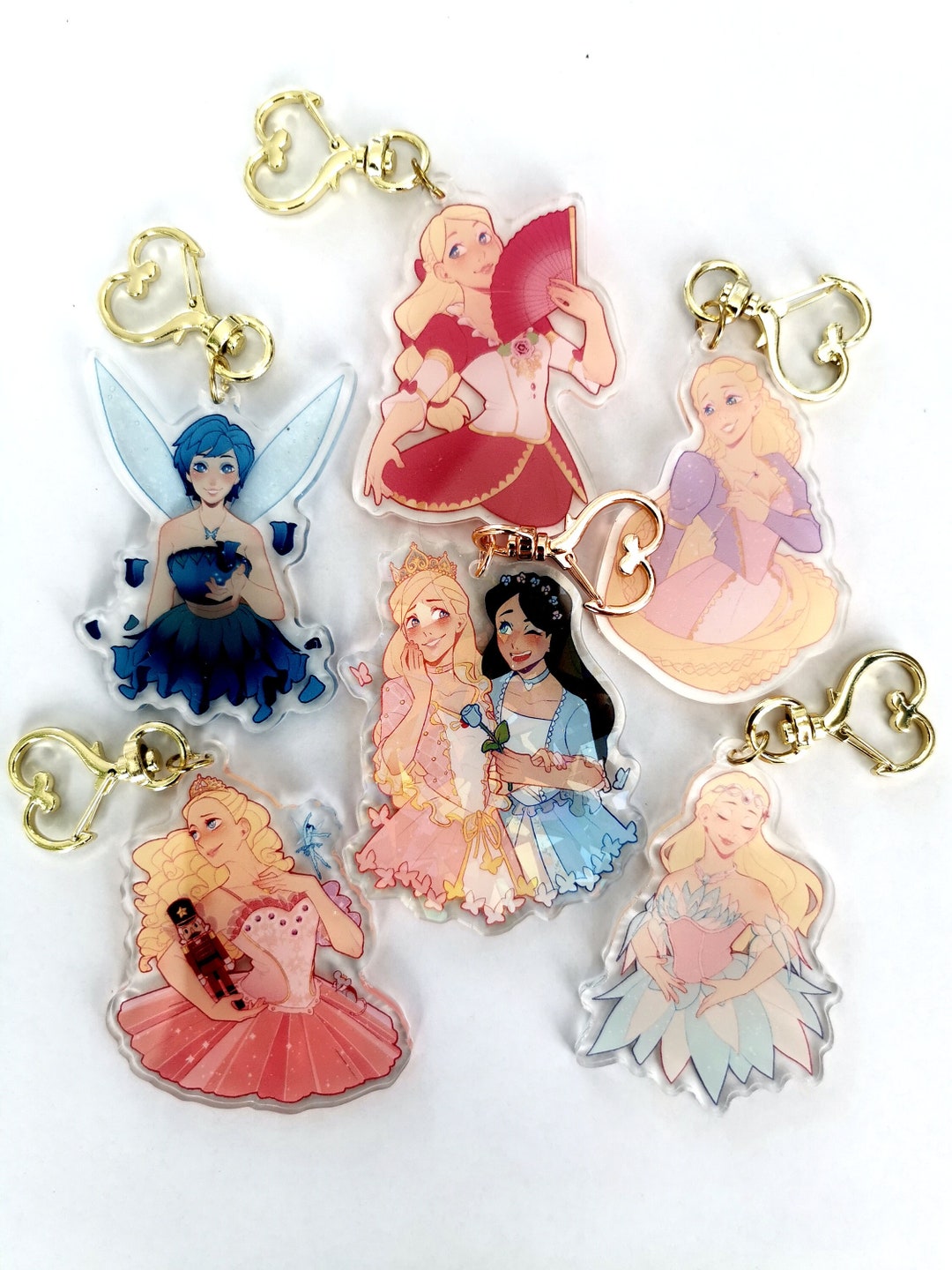Princesses and Fairies | Movies Acrylic Charms | Double Sided 2.7" - Etsy