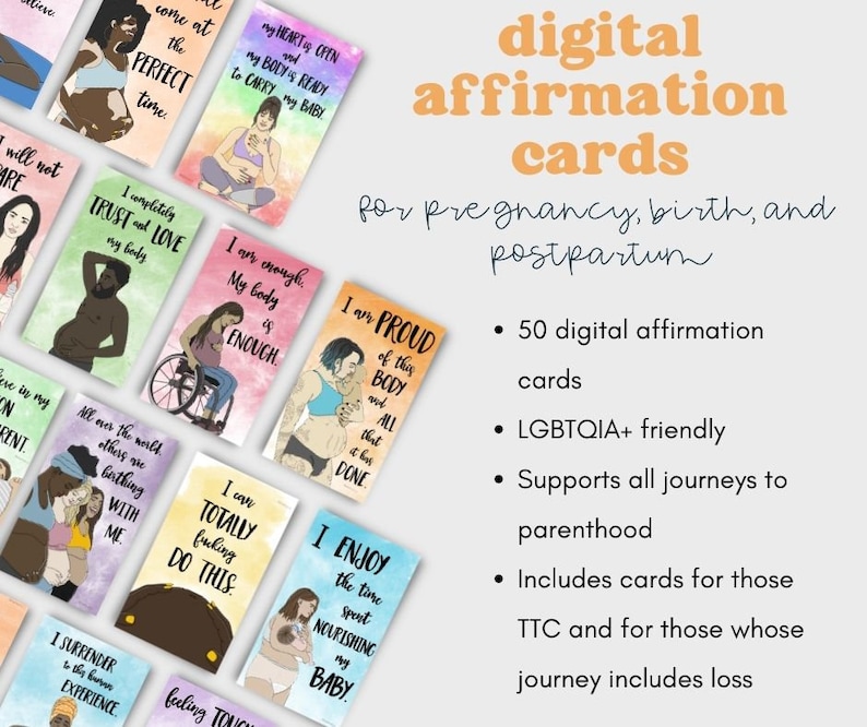 Set of 50 Affirmation Cards | Digital Affirmations | Pregnancy Birth ...