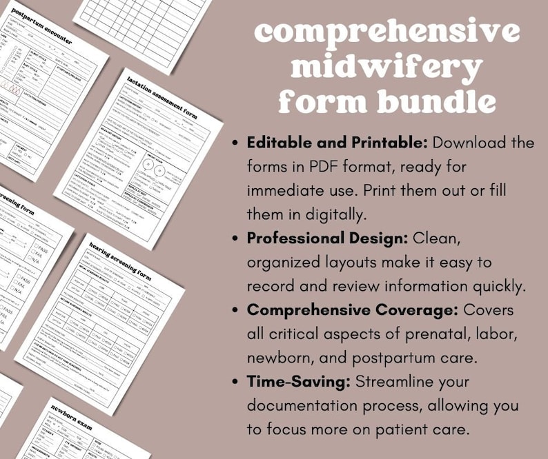 Comprehensive Midwifery Forms Bundle | Homebirth Midwife Forms | Ooh ...