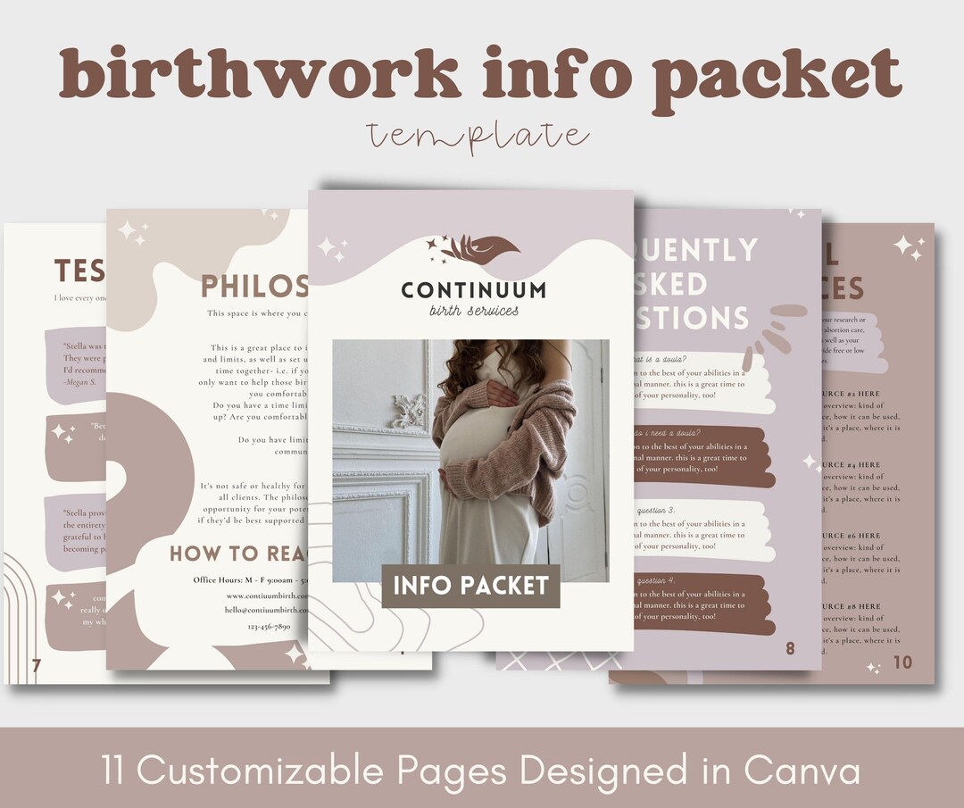 Doula Info Packet Template | Digital Welcome Guide| Canva Template ...