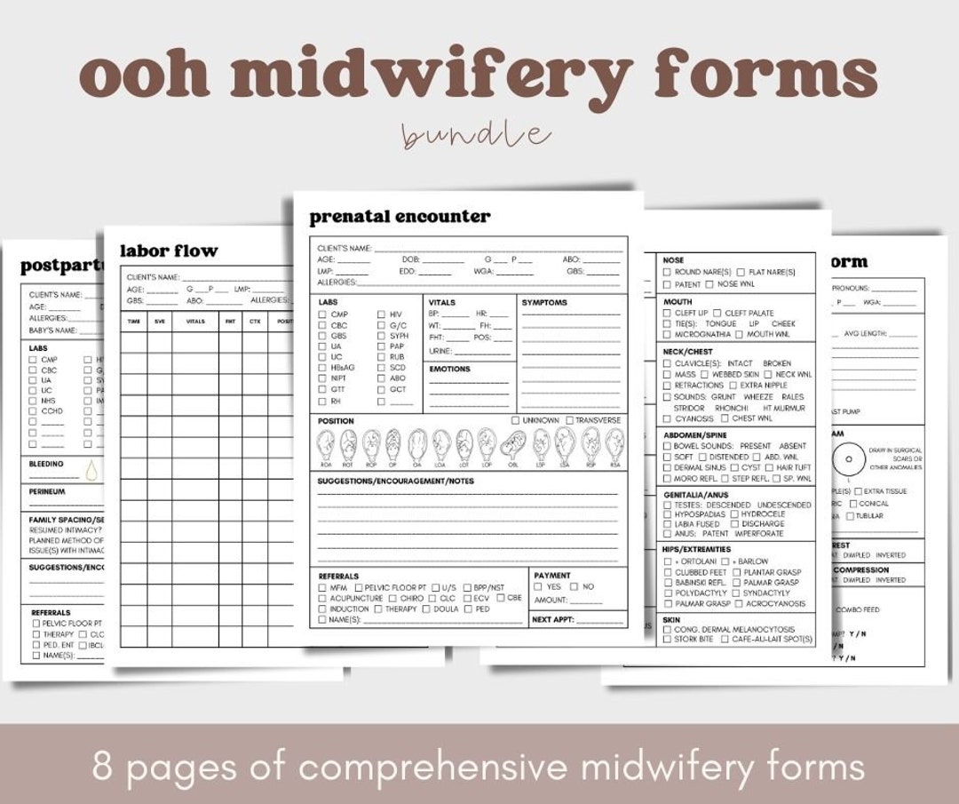 Comprehensive Midwifery Forms Bundle | Homebirth Midwife Forms | Ooh ...