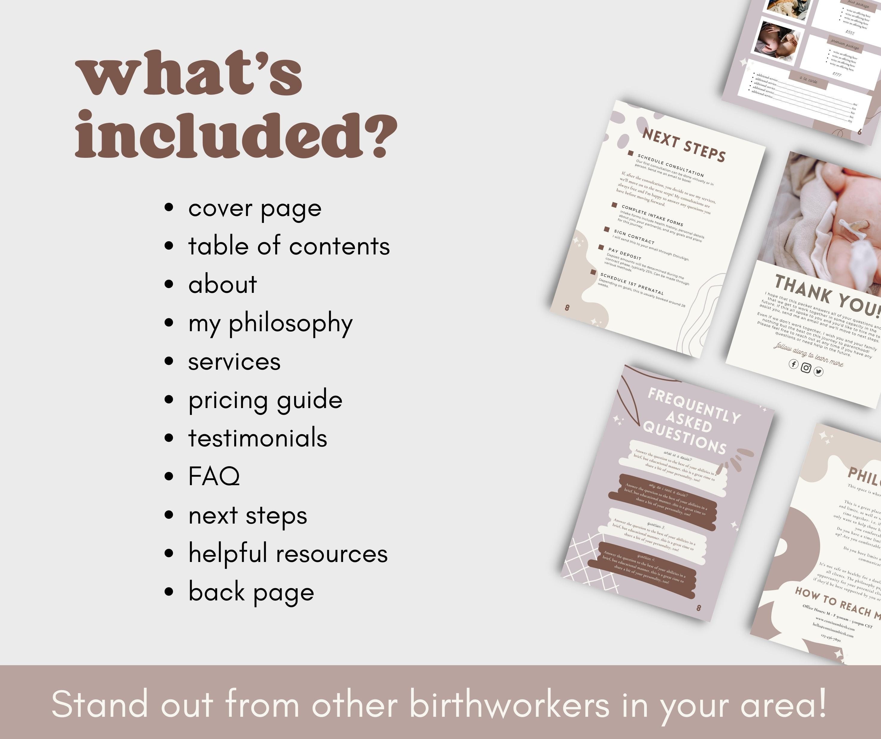 Doula Info Packet Template | Digital Welcome Guide| Canva Template ...