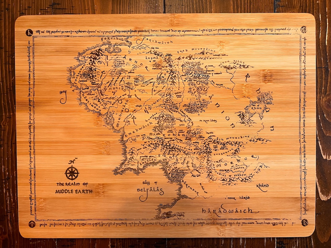 Map Inspired by Middle Earth Cutting Board Charcuterie - Etsy