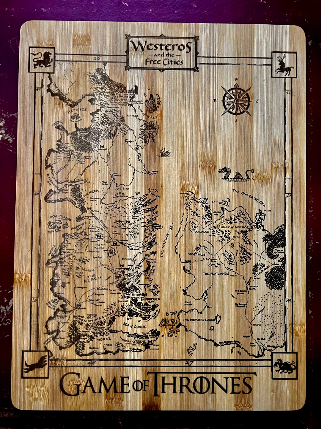 Map Inspired by Westeros game of Thrones Cutting Board Charcuterie - Etsy