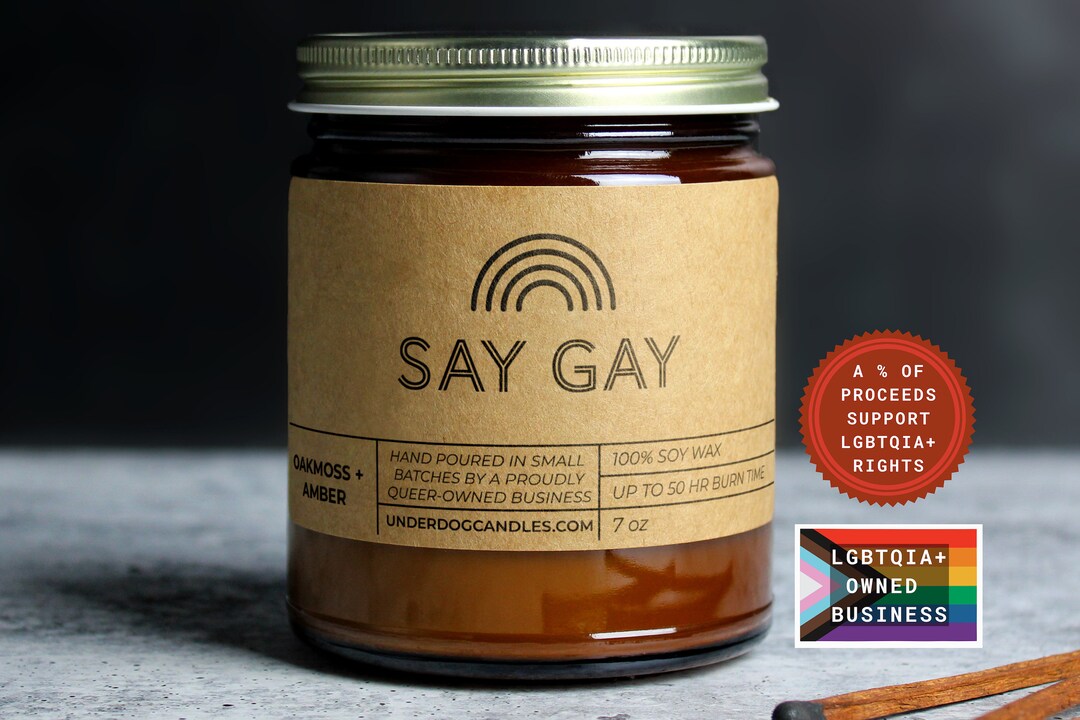 Say Gay Pride Month Soy Candles LGBTQ Gay Lesbian Bisexual - Etsy