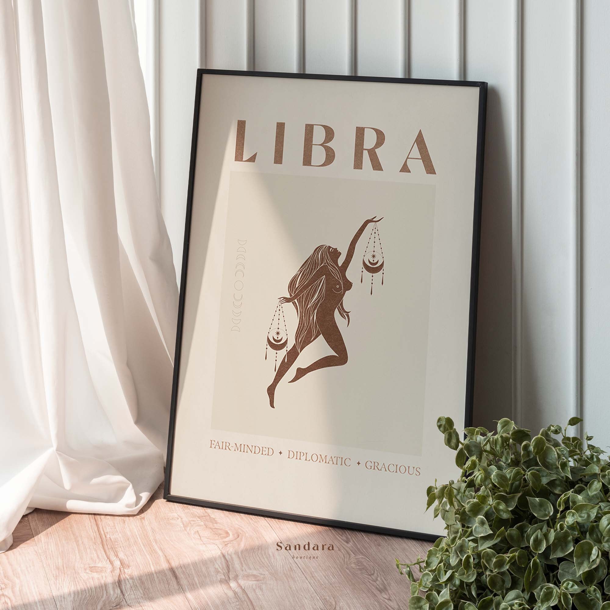 Libra, Boho Wall Art, Zodiac, Astrology, Star Sign, Boho Decor, Goddess ...