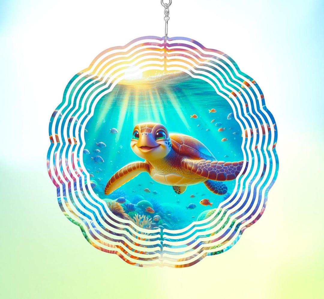 Sea Turtle-8 Inch 3D Hanging Kinetic Wind Spinner-vibrant Colors ...