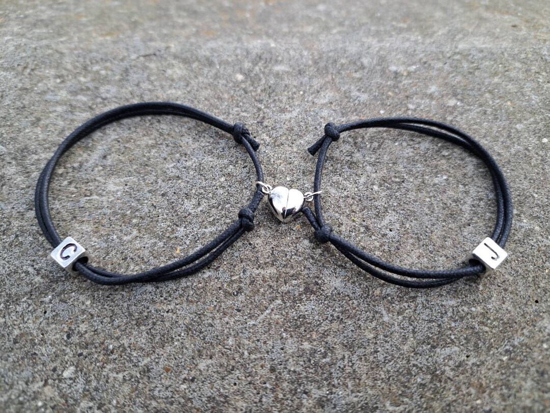 Heart Magnet Bracelets, Matching Bracelets, Personalised Initial ...