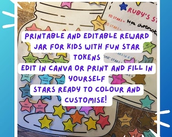 Kids Reward Jar: Printable Star Tokens, Goal Tracker (PDF Download) - Etsy