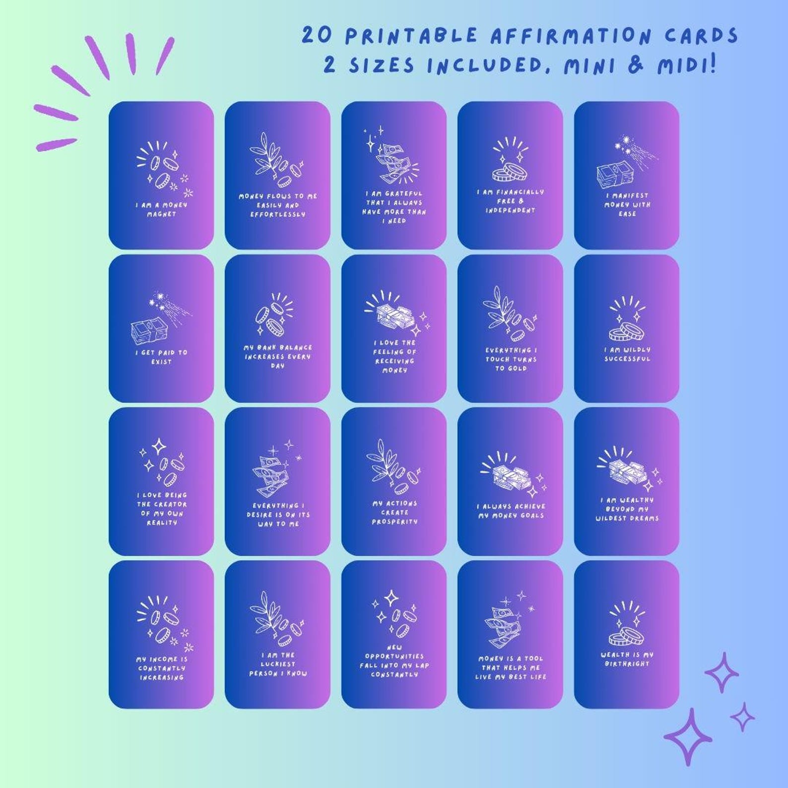 Abundance Affirmation Cards: Printable Wealth Mindset (digital Download ...