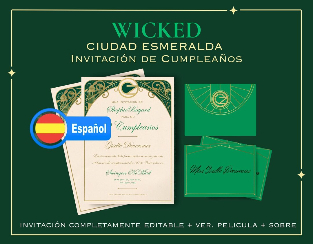 WICKED Invitation Emerald City, Quinceañera Party, Birthday, Editable ...