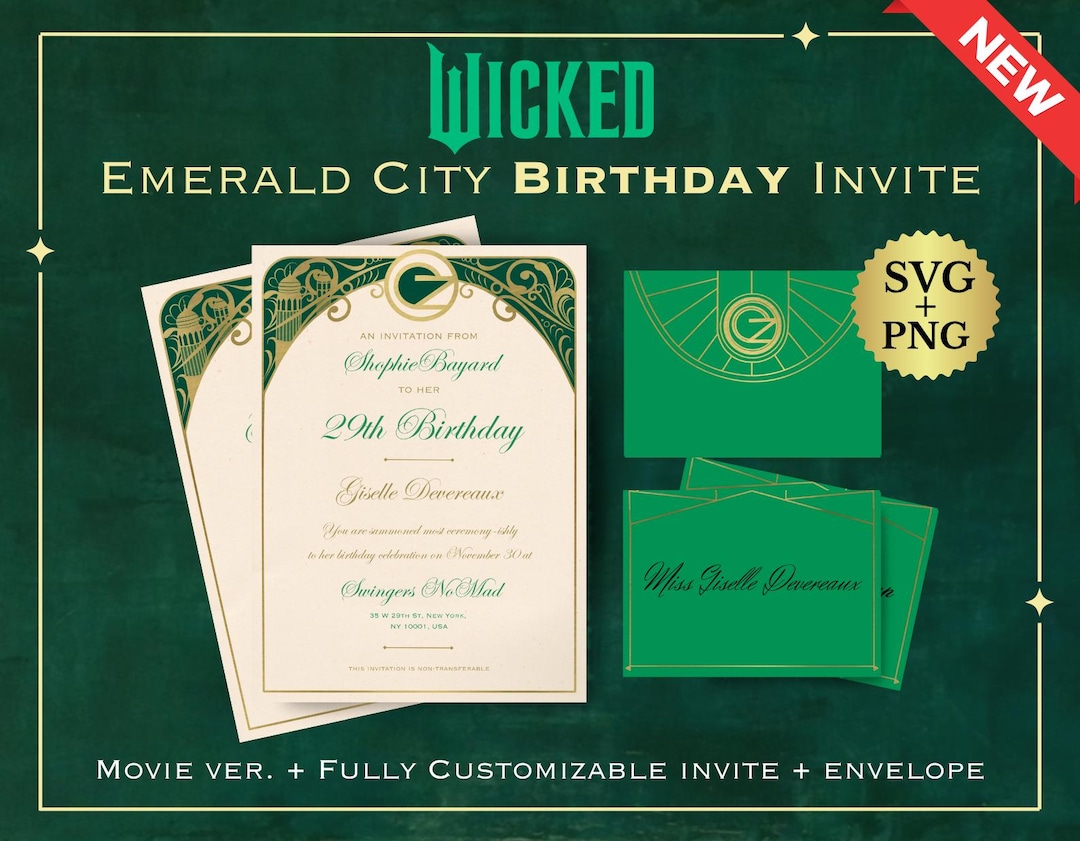 Wicked Emerald City Invitation Pack • Editable, Replica + PNG SVG Files ...