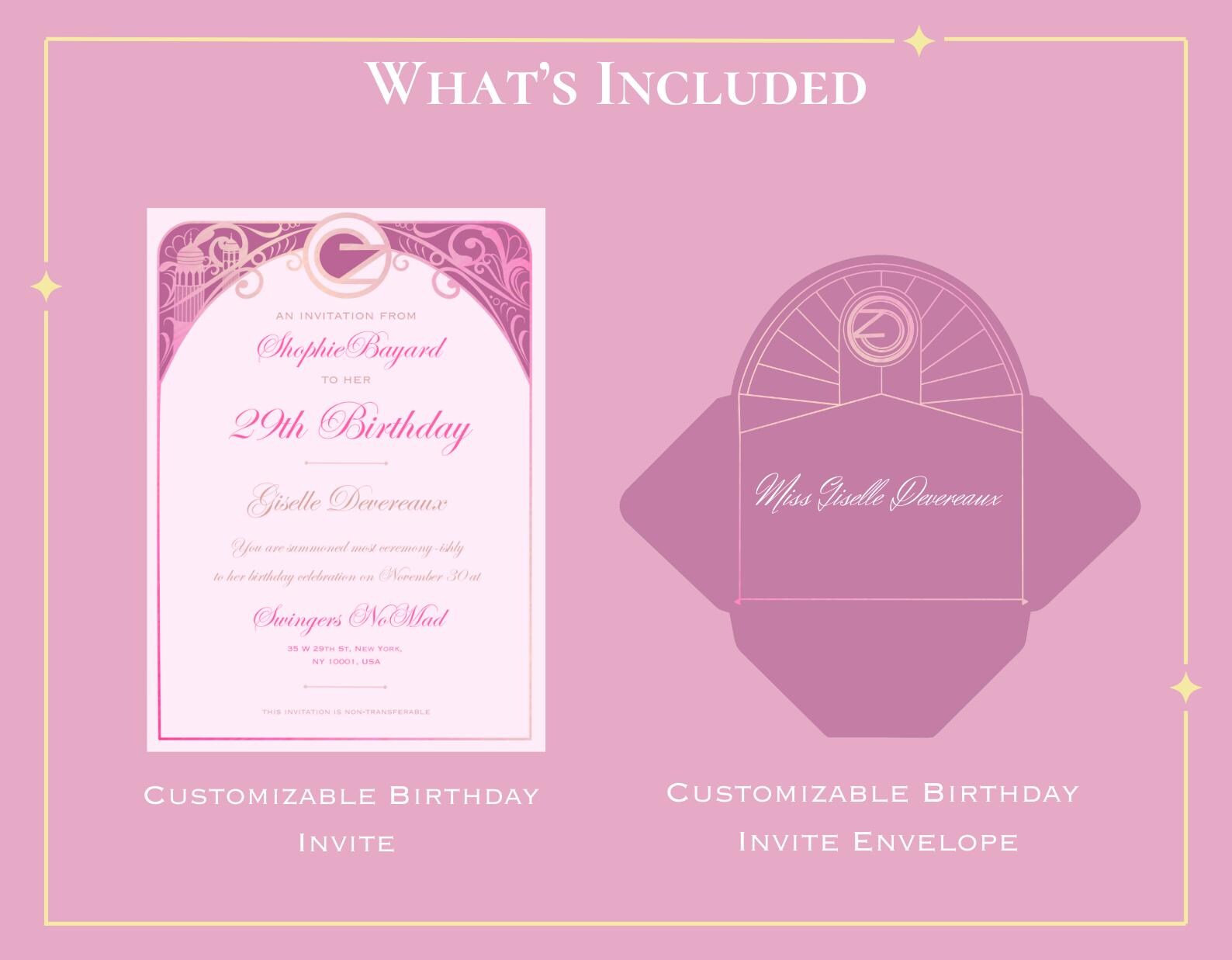 WICKED Glinda Birthday Invitation Emerald City Pink Invite Wizard of Oz ...