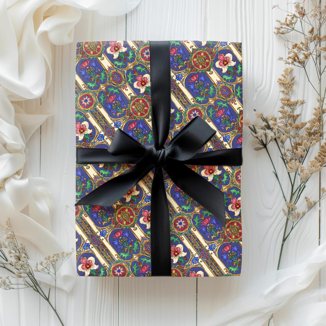 Medieval Pattern Wrapping Paper Illuminated Manuscript Medieval Gift ...