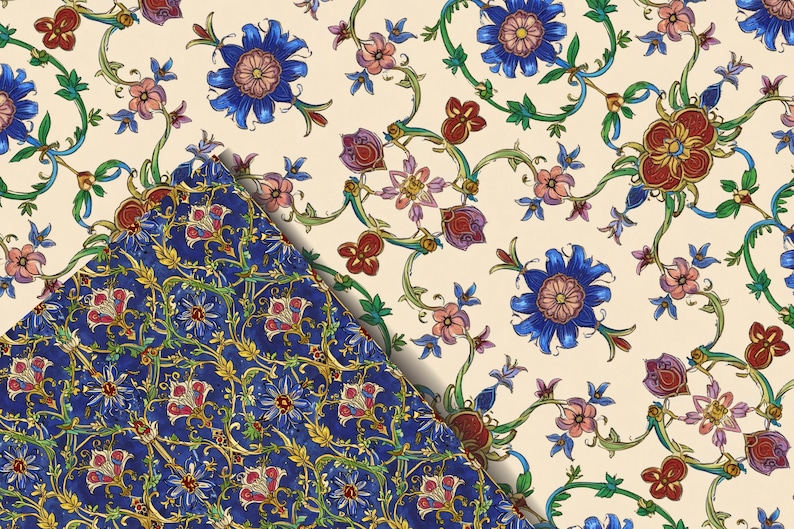 Medieval Pattern Digital Paper, Collage, Decoupage, Illuminated ...