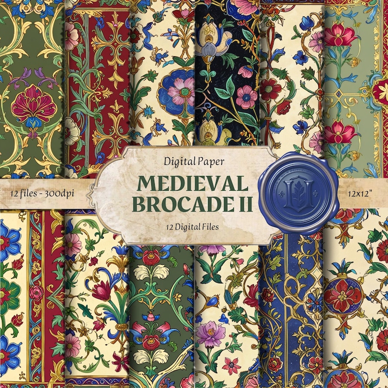 Medieval Brocade Green - Etsy