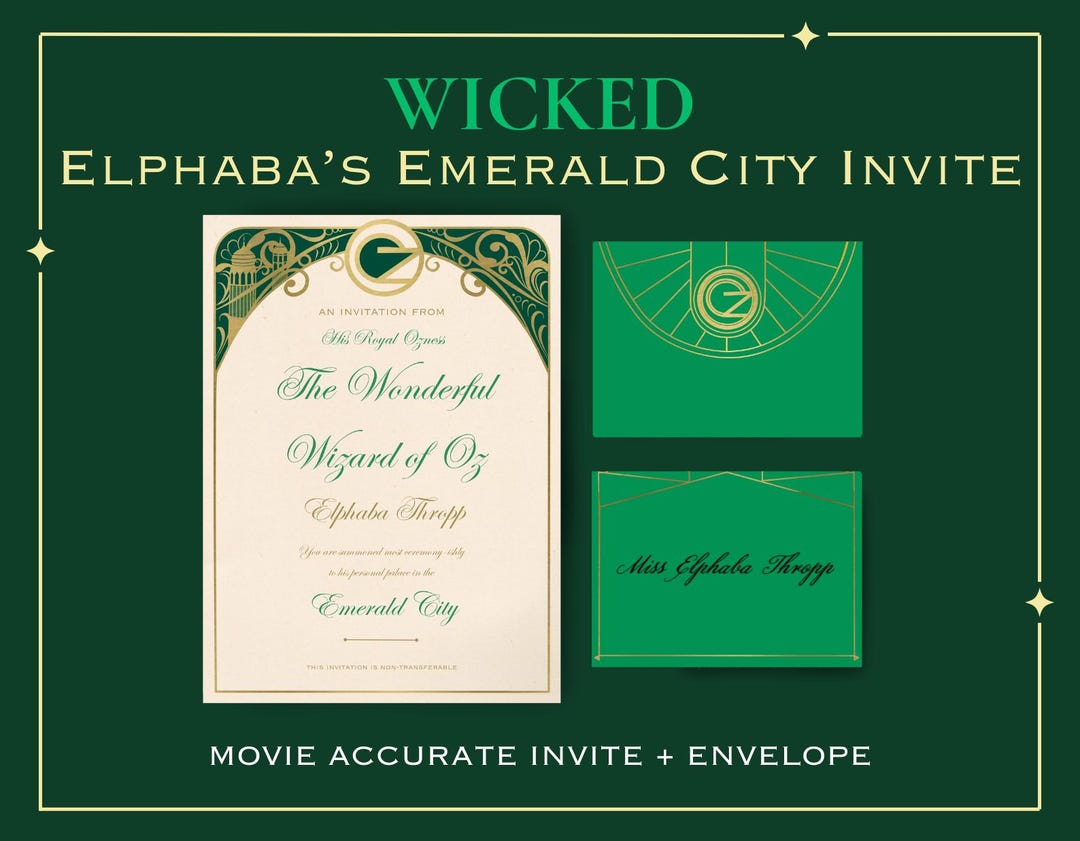 Wicked Elphaba Invite Emerald City Invitation Digital Download ...
