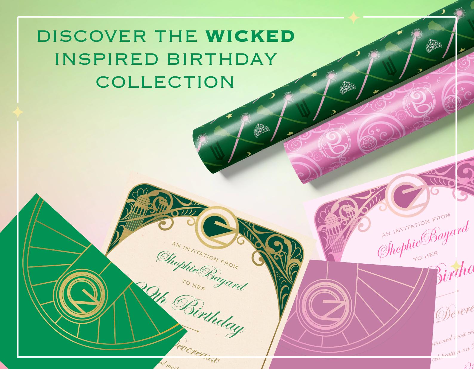 WICKED Glinda Birthday Invitation Emerald City Pink Invite Wizard of Oz ...