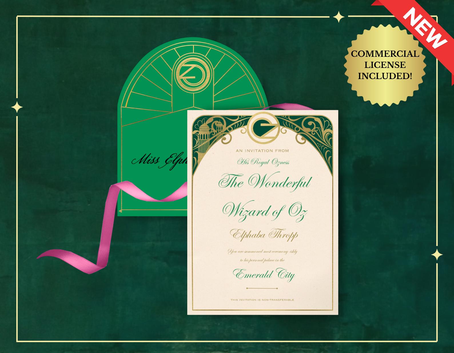 Wicked Emerald City Invitation Pack • Editable, Replica + PNG SVG Files ...
