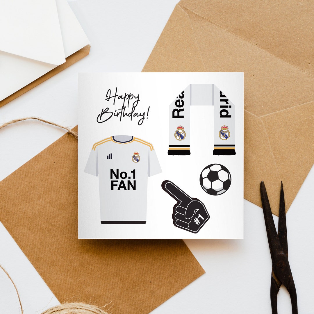 Real Madrid Football Birthday Card Real Madrid FC Football Birthday ...