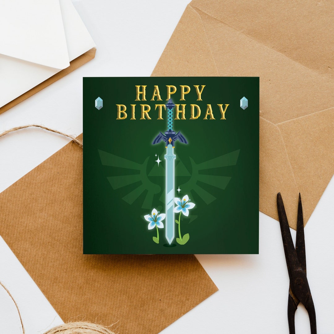 The Legend of Zelda Birthday Card Breath of the Wind the Master Sword ...