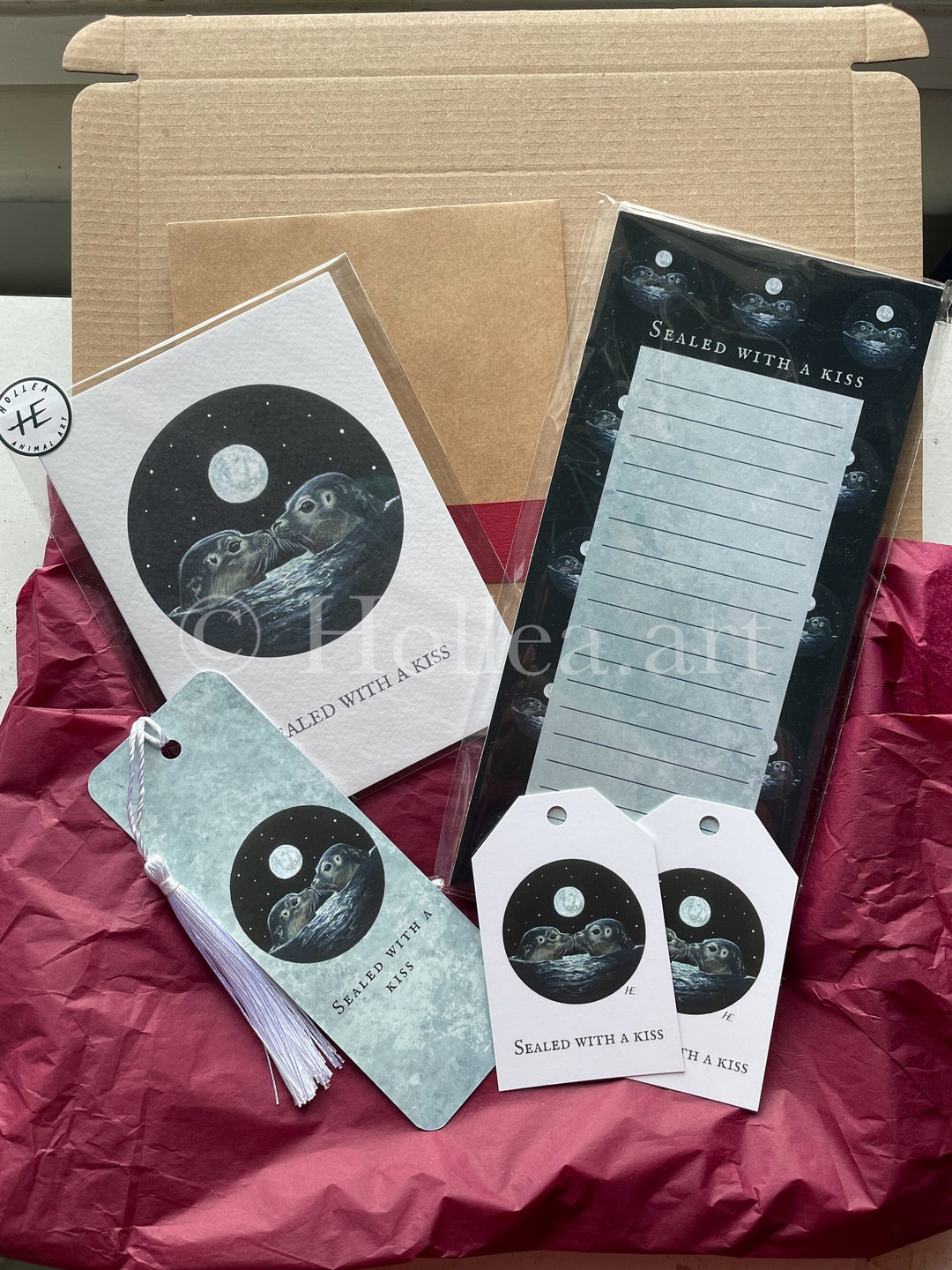 Sealed With a Kiss Gift Set Blank Fine Art Card Bookmark With Tassel ...