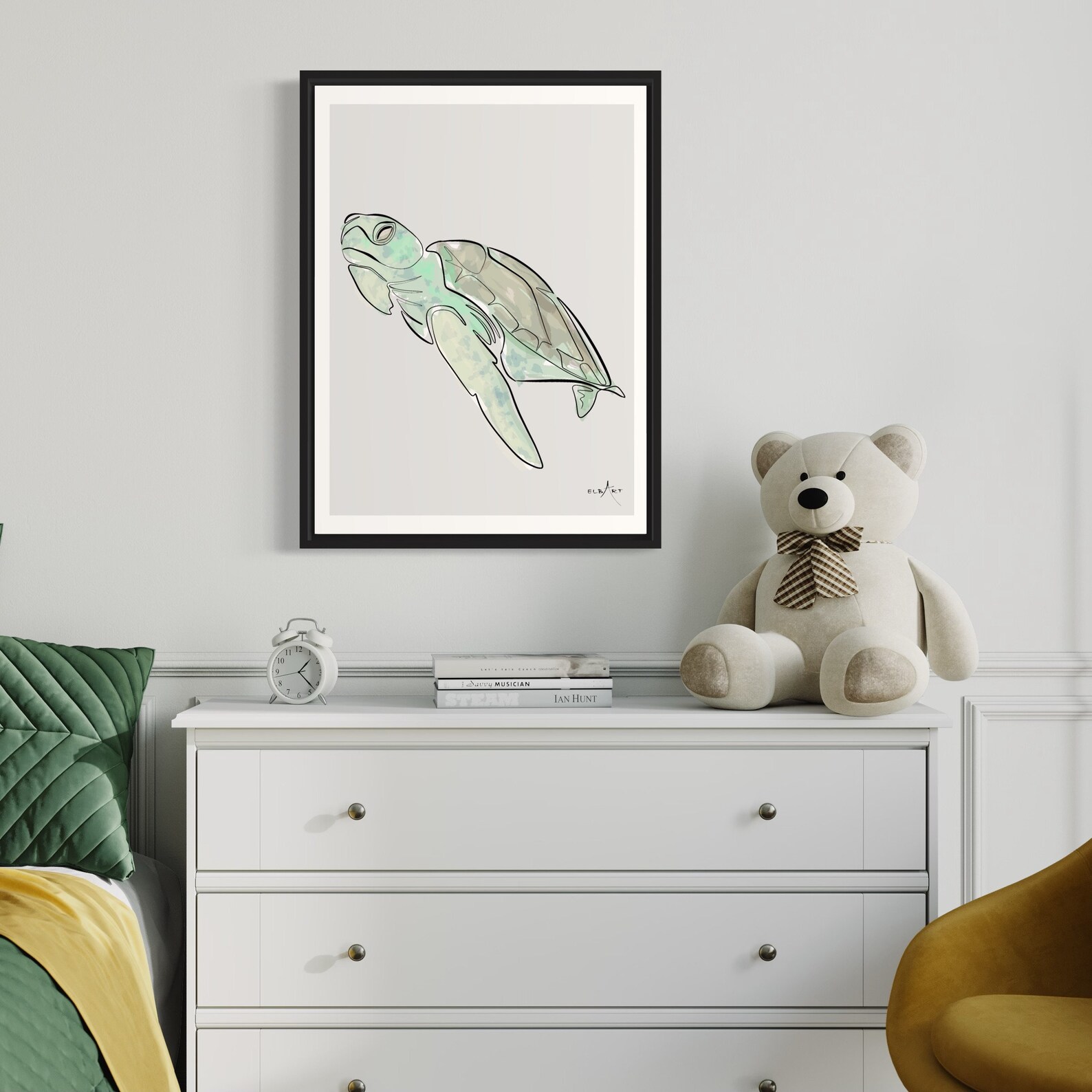 Ninja Turtle Canvas Wrap: Vertical Frame, One Line Art for Kids ...