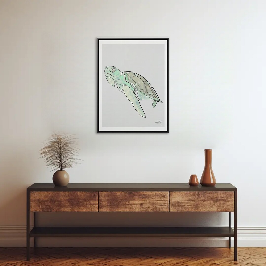 Ninja Turtle Canvas Wrap: Vertical Frame, One Line Art for Kids ...