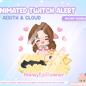 Animated Twitch New Follower Alert - FF7 Cloud & Aerith/ FF7 Kawaii ...