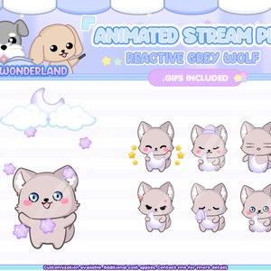 Cute Animated Grey Wolf Stream Pet With 11 Expressions, Reacts to ...