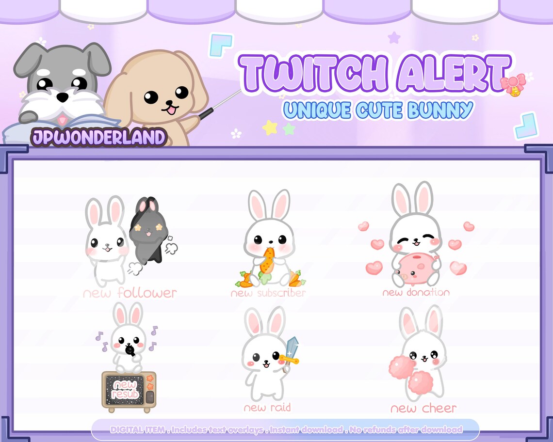 Animated Bunny Twitch Alerts Bundle - Unique Rabbit Series - Etsy