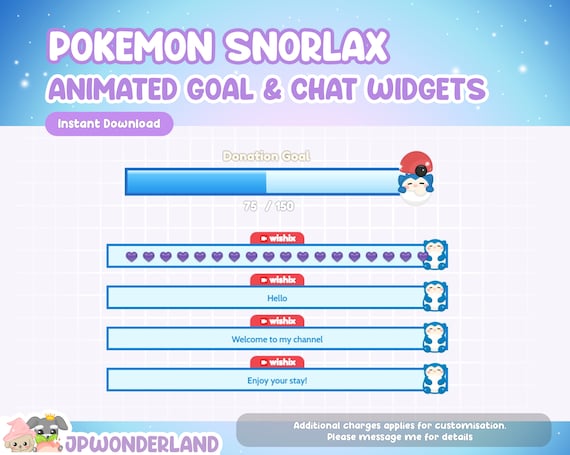 Cute Animated Pokemon Twitch Goals & Chat Widgets Snorlax - Etsy