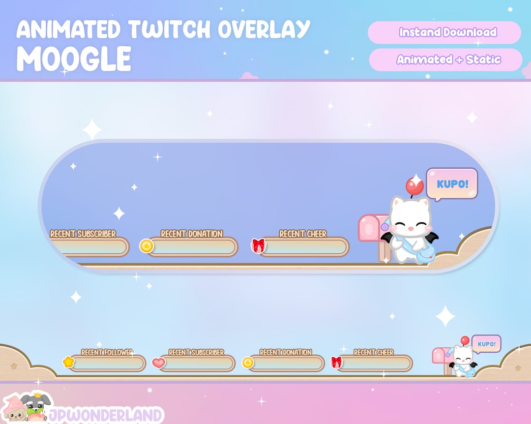 Animated FF Moogle Twitch Overlay / Stream Label Bar. Compatible With ...