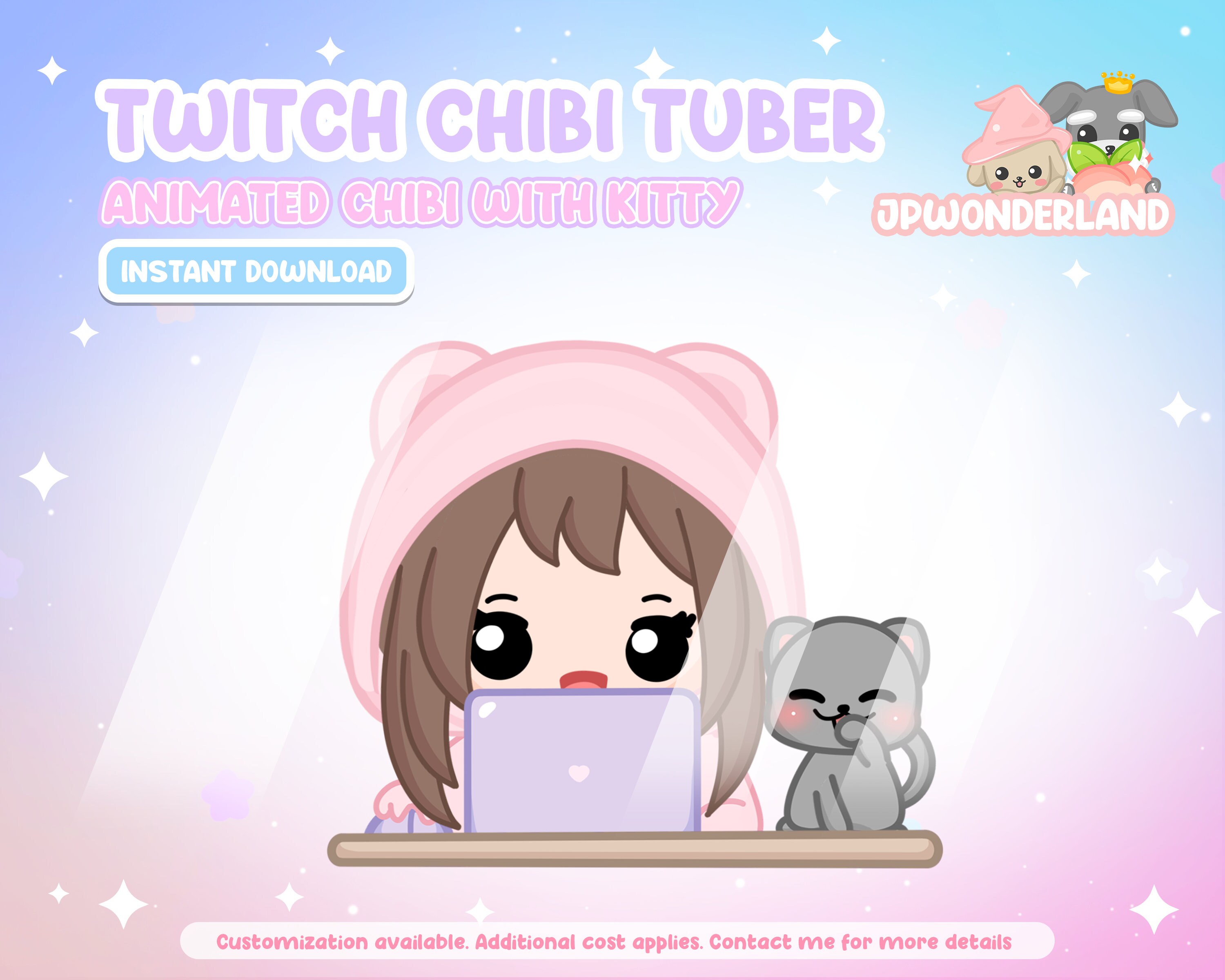 Animated Chibi With Cat Pngtuber / Vtuber / Gifttuber / Alert - Etsy Canada