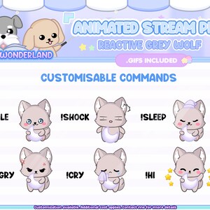 Cute Animated Grey Wolf Stream Pet With 11 Expressions, Reacts to ...