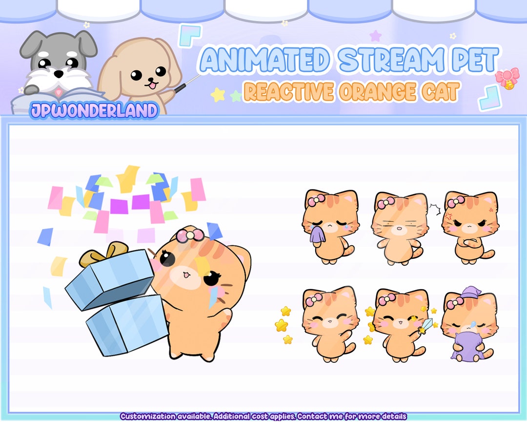 Cute Animated Orange Cat Stream Pet With 11 Expressions, Reacts to ...