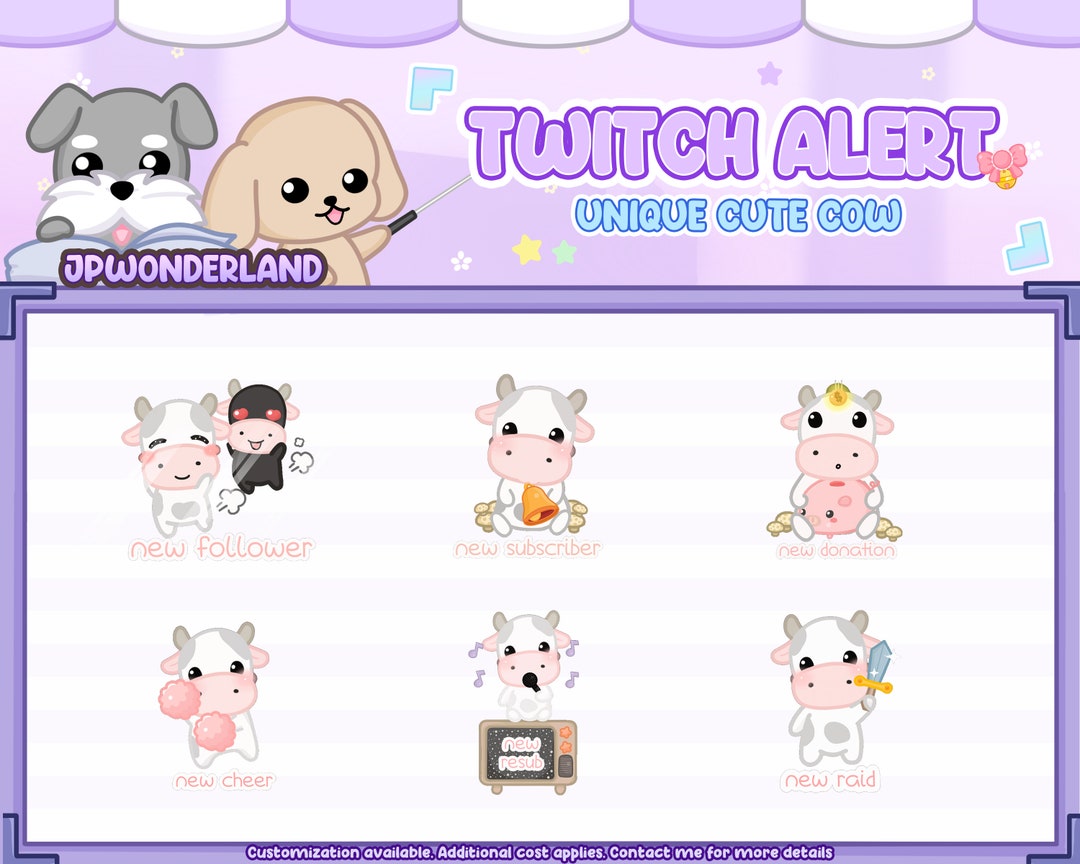 Animated Twitch Alert Bundle - Cow Twitch Alerts - Etsy