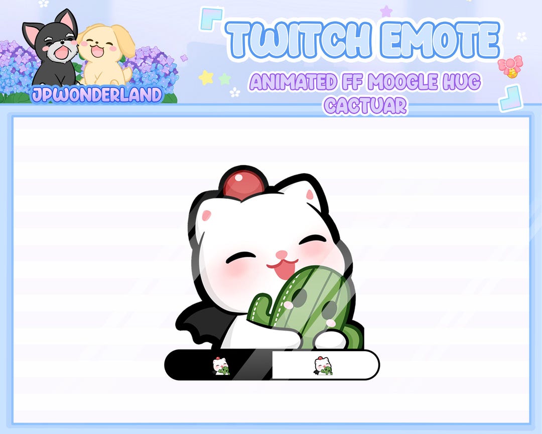 Animated FF Moogle Emote - Moogle Hugging Cactuar / Twitch Overlay ...